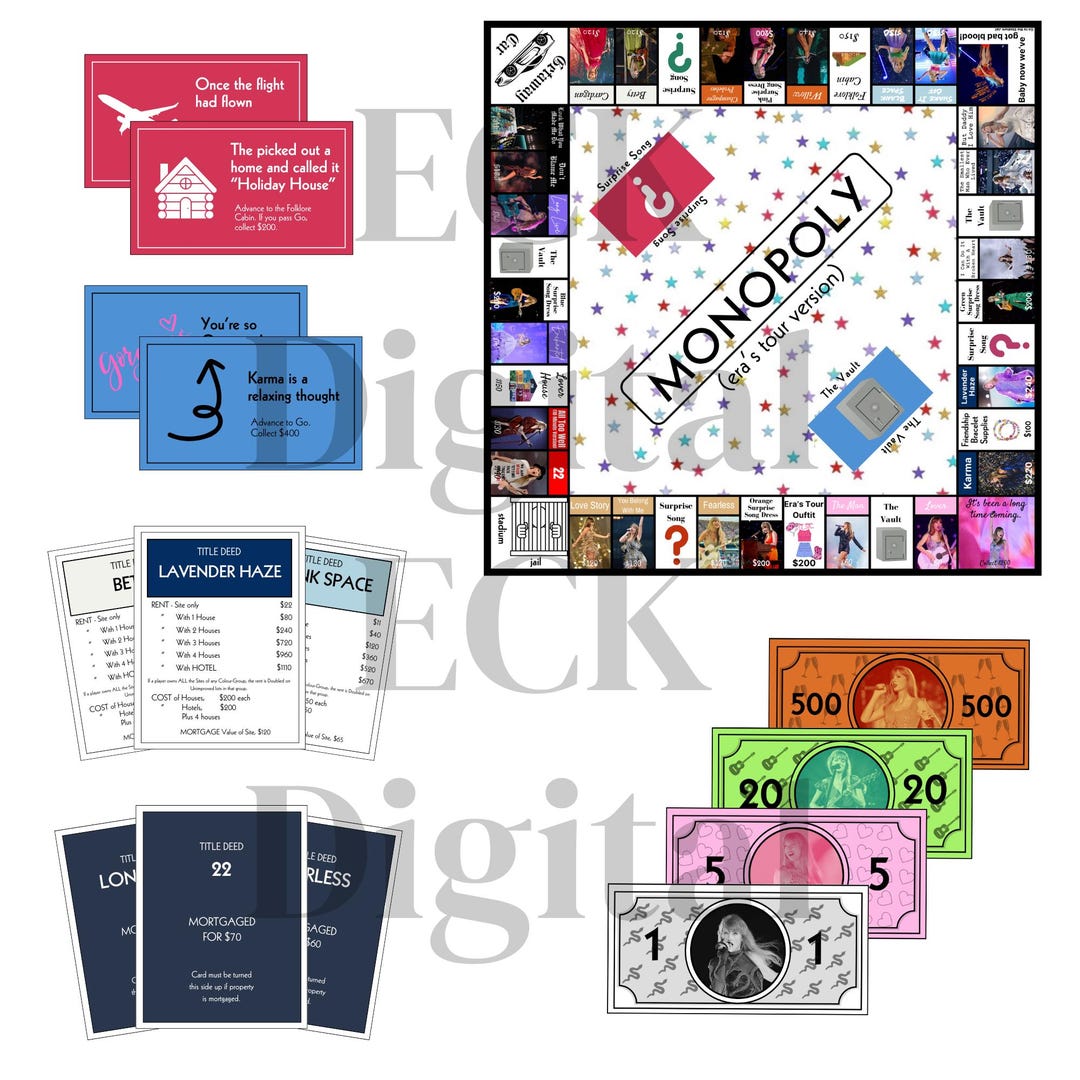 Taylor Swift Tour Themed Monopoly Digital Download - Etsy