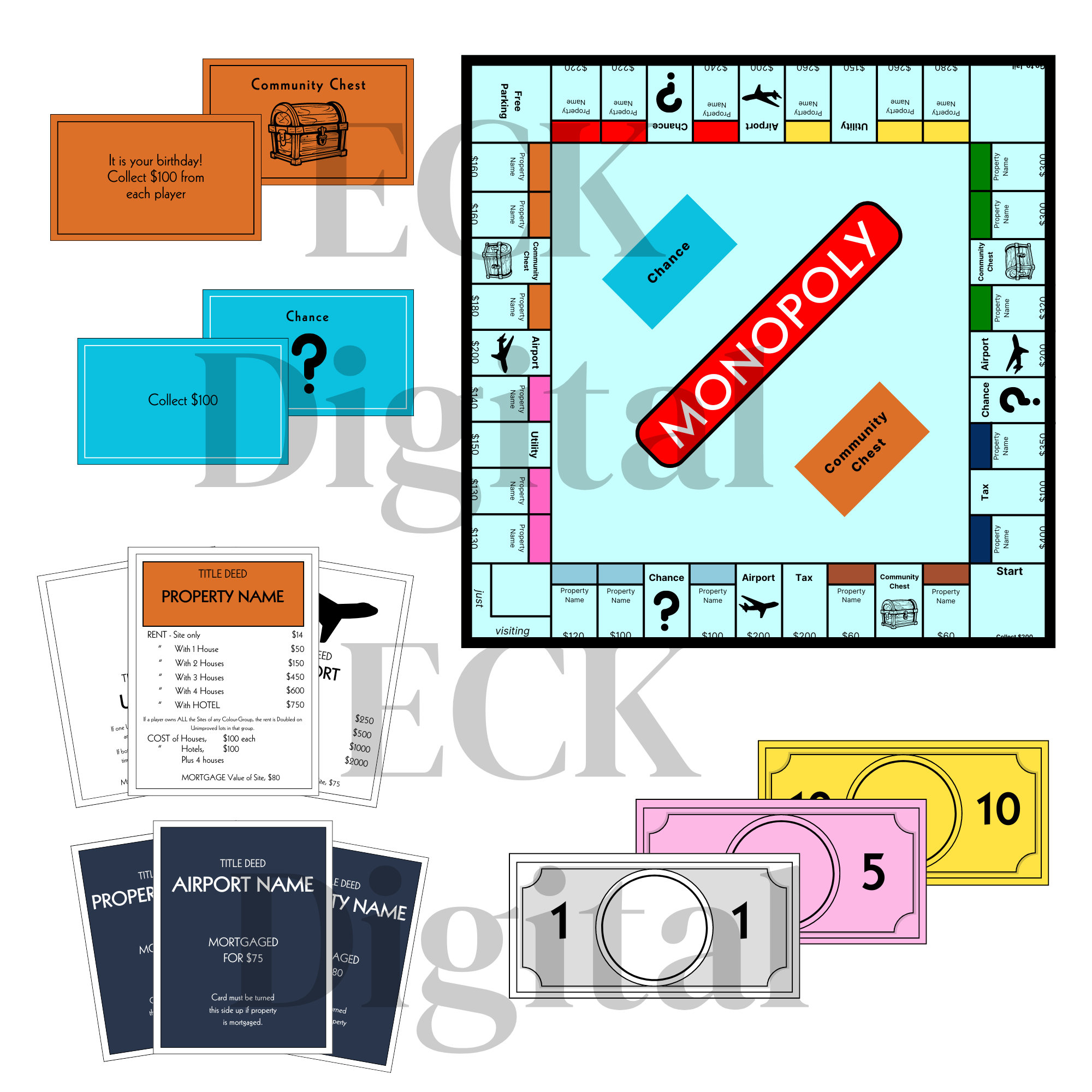 Canva Editable Monopoly Board Game Template Digital Download - Etsy