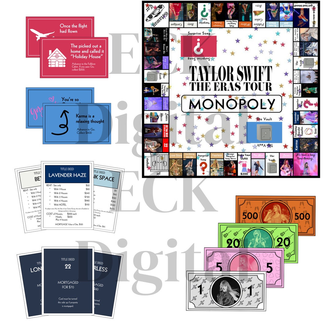 Era's Tour Taylor Swift Themed Monopoly Digital Download - Etsy UK