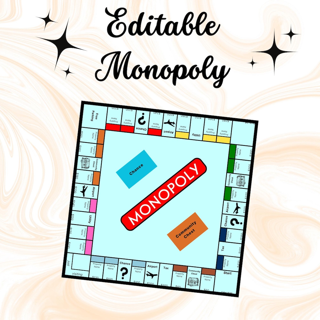 Canva Editable Monopoly Board Game Template Digital Download - Etsy