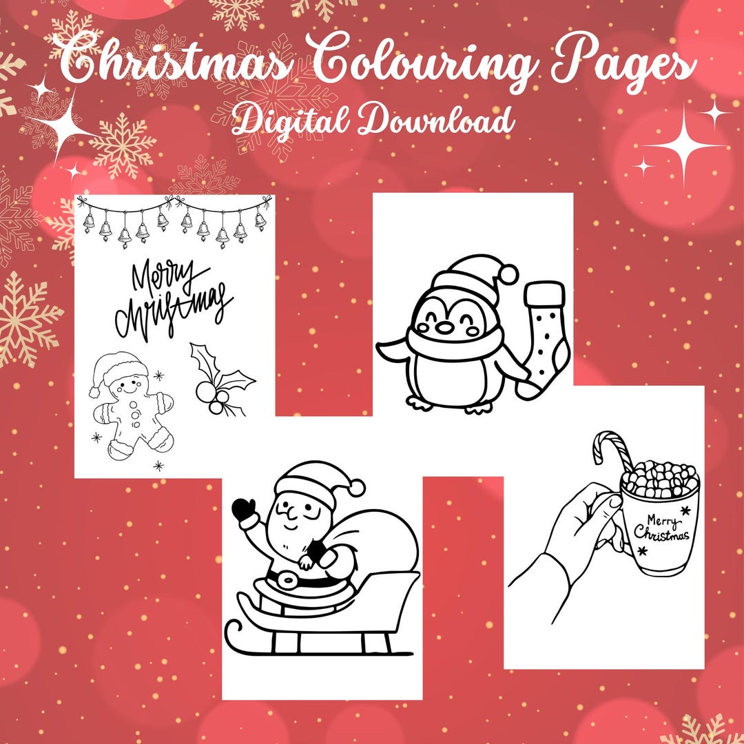 Christmas Theme Colouring Pages Digital Download - Etsy