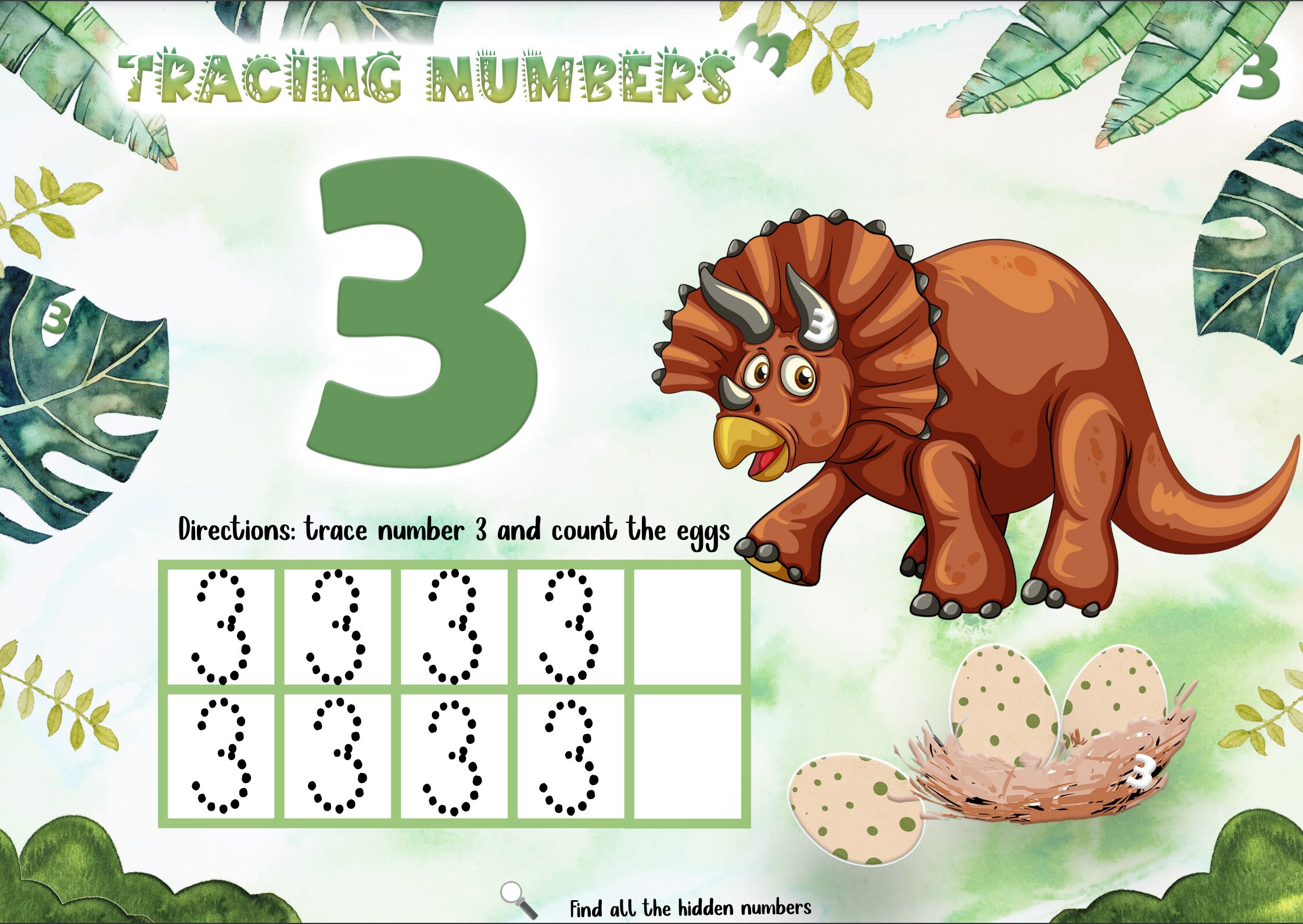 Number Tracing 1-10 Dinosaur/preschool Worksheet/kids Activities - Etsy