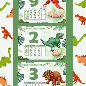 Number Tracing 1-10 Dinosaur/preschool Worksheet/kids Activities - Etsy