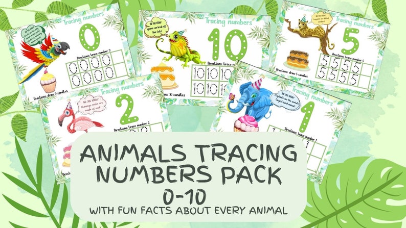 0-10 Number Tracing Preschool Worksheet,animal Theme, Printable ...
