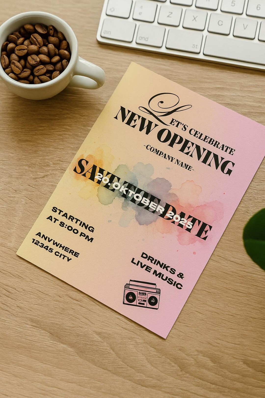 Save the Date Flyer “new Opening” – Modern, Colorful Invitation Poster ...