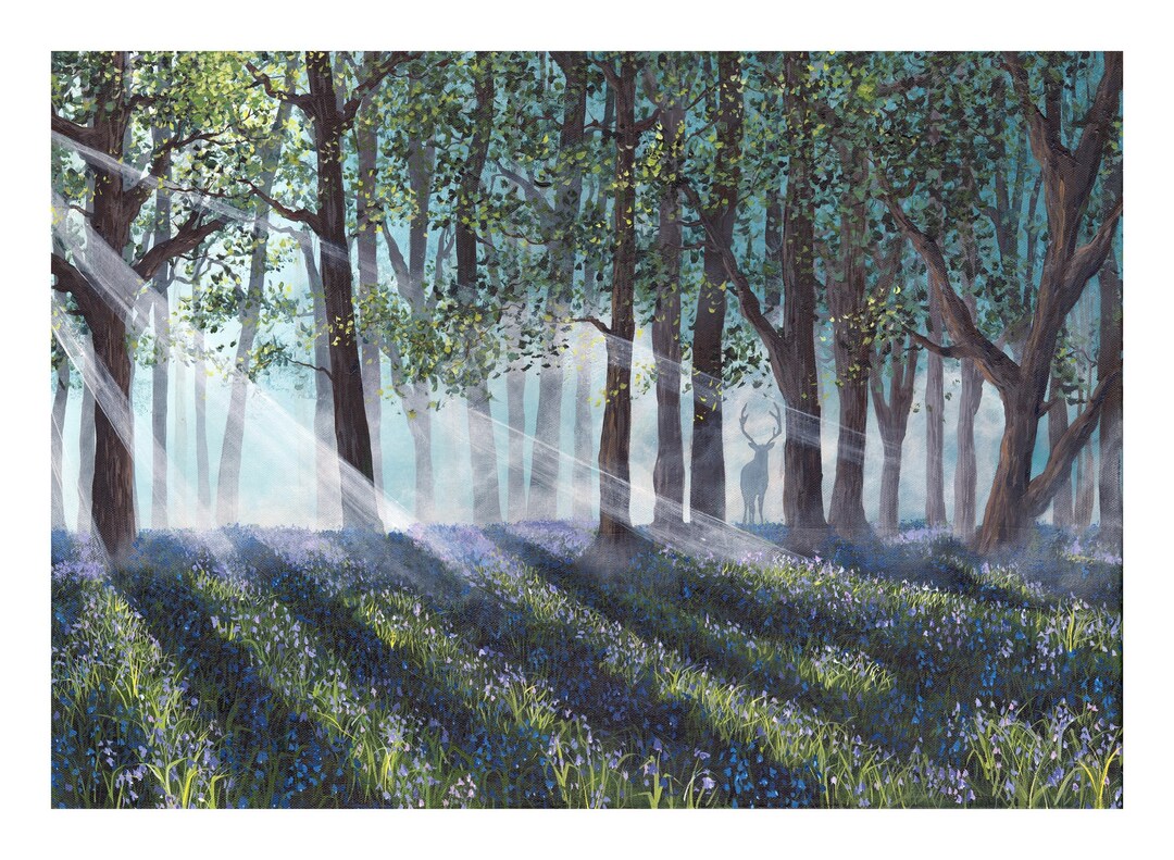 Woodland Art Print Misty Forest Painting, Fantasy Forest Art, Witchy ...
