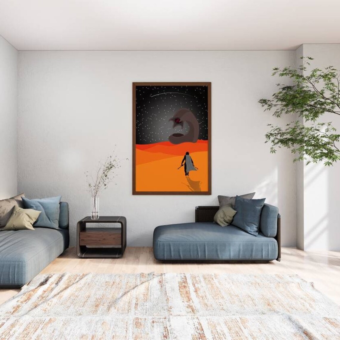 Night Dune Poster, Sandworm Wall Decor Arrakis Desert Planet Movies ...