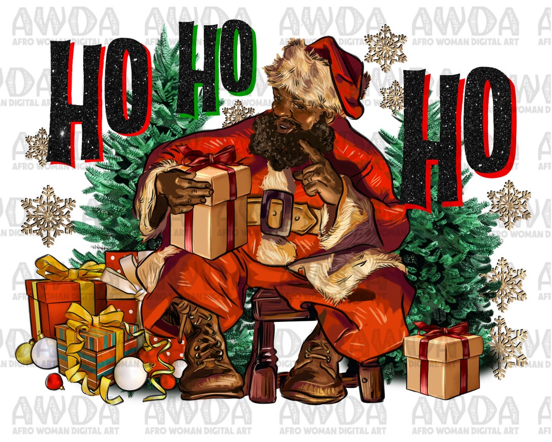 Ho Ho Ho Black Santa Png Sublimation Design Download, Christmas Png ...