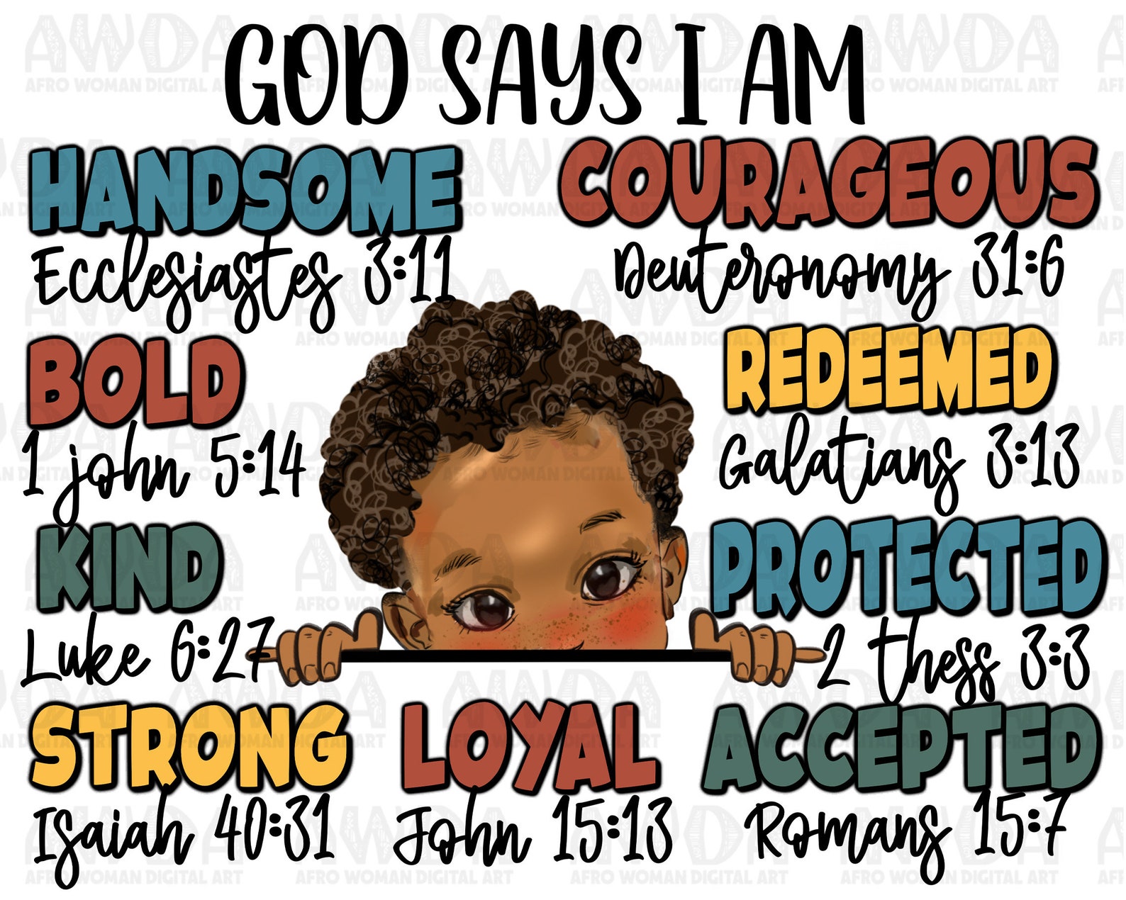 God Says I Am Afro Peekaboo Boy Png Sublimation Design Download, Afro ...