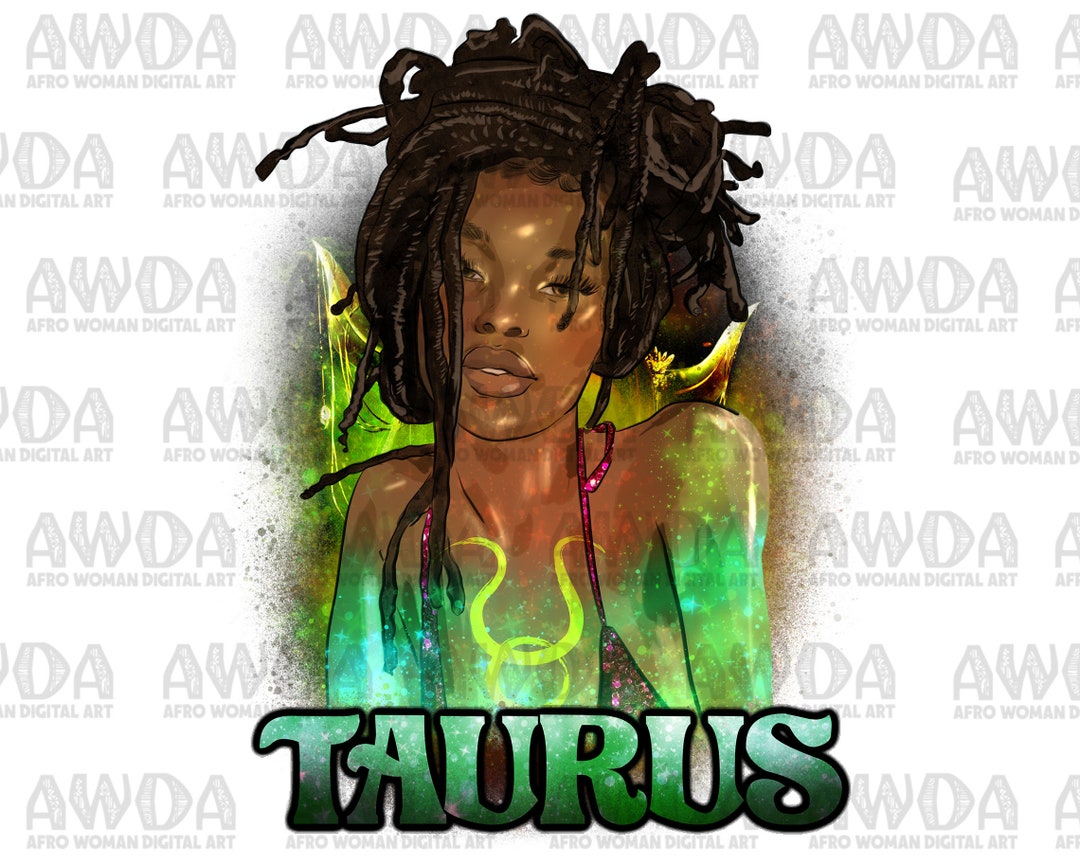 Taurus Afro Locs Png Sublimation Design Download, Afro Woman Png ...