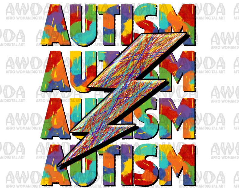 Autism Lightning Bolt Png Sublimation Design Download Autism - Etsy