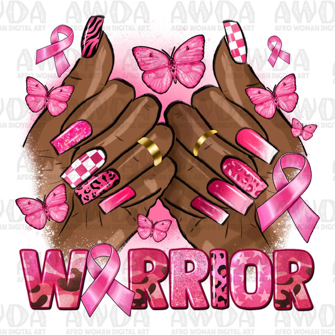 Breast Cancer Warrior Nails Png Sublimation Design Download, Nail Art ...