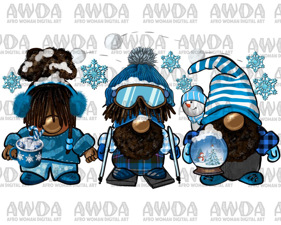 Winter Afro Gnomes Png Sublimation Design, Christmas Afro Gnomes Png ...