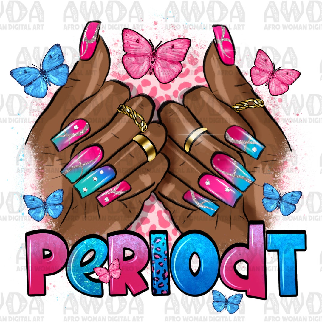 Periodt Afro Woman Nails Png Sublimation Design Download, Black Woman ...