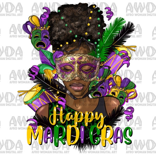 Mardi Gras Queen Png Sublimation Design Download Black Woman - Etsy