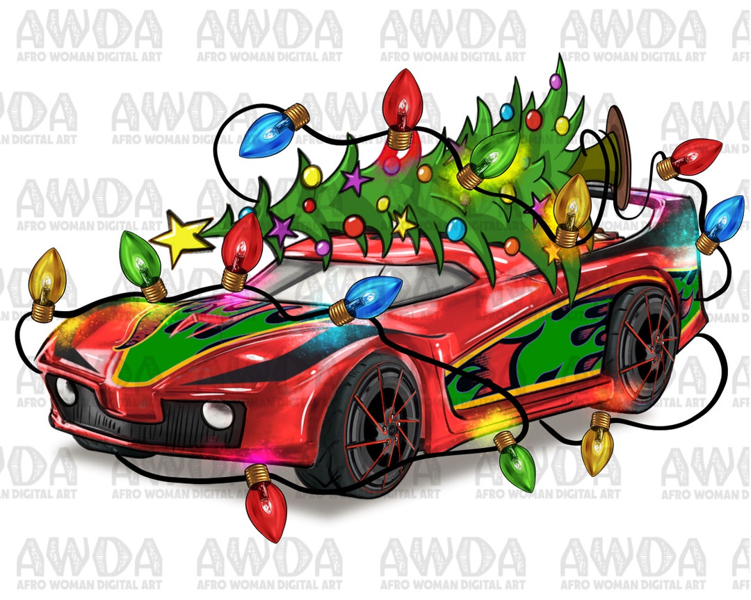 Christmas Sport Car and Christmas Tree Png Sublimation Design Download ...