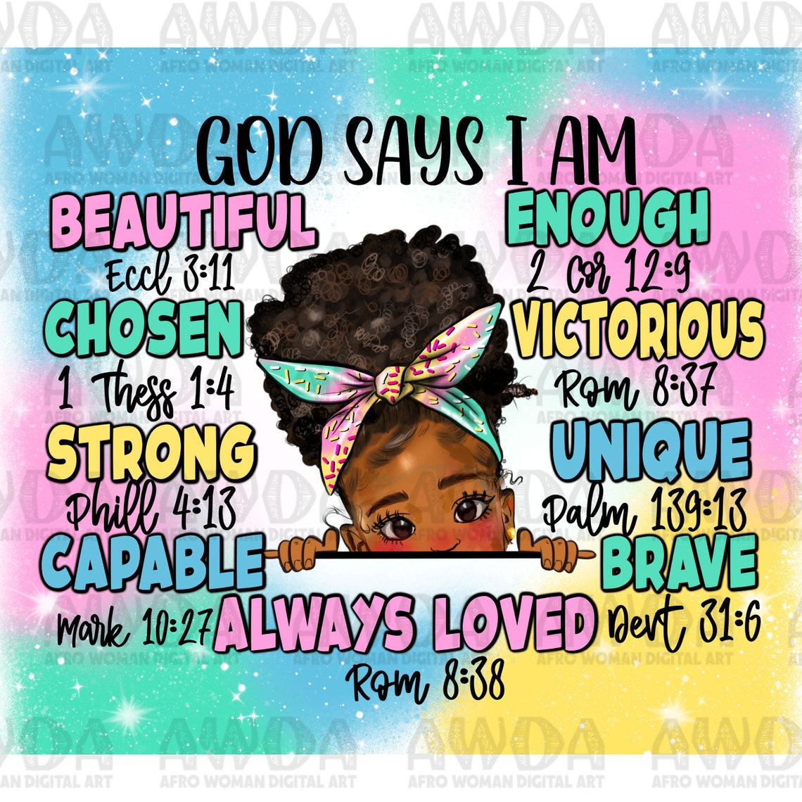 God Says I Am Beautiful 20 Oz Skinny Tumbler Png, Tumbler Wrap Png ...