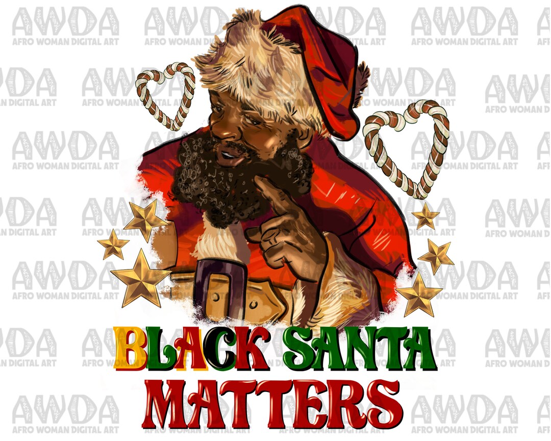 Black Santa Matters Png Sublimation Design, Christmas Santa Png, Afro ...