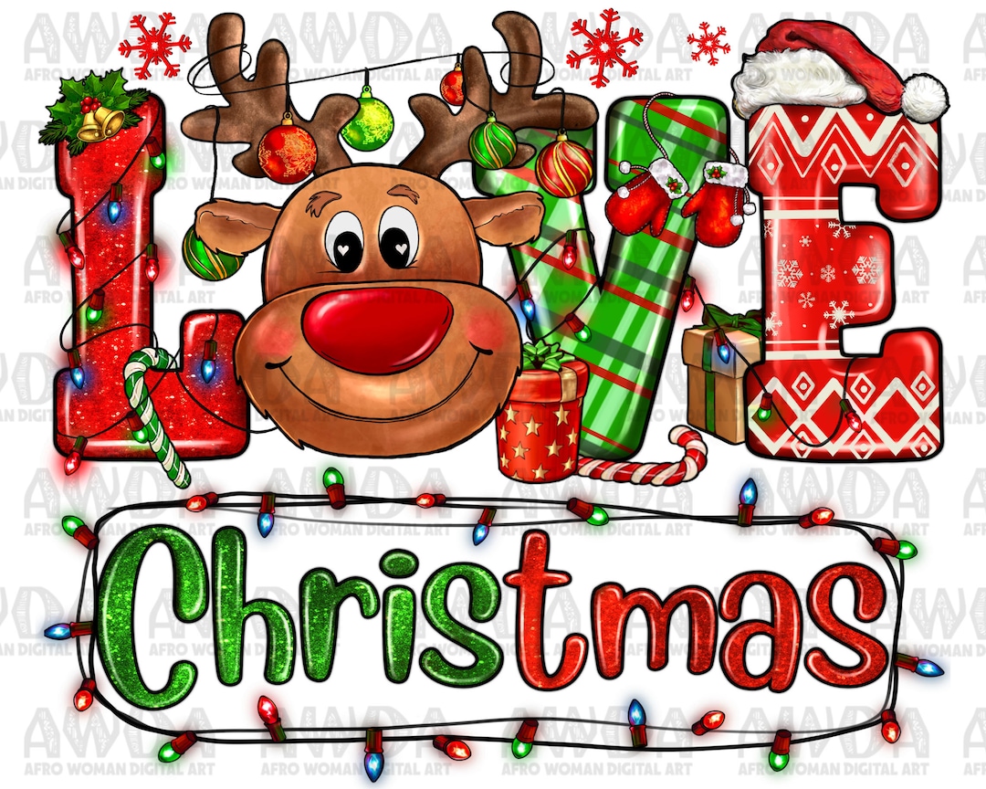 Love Christmas Reindeer Png Sublimation Design, Christmas Deer Clipart ...