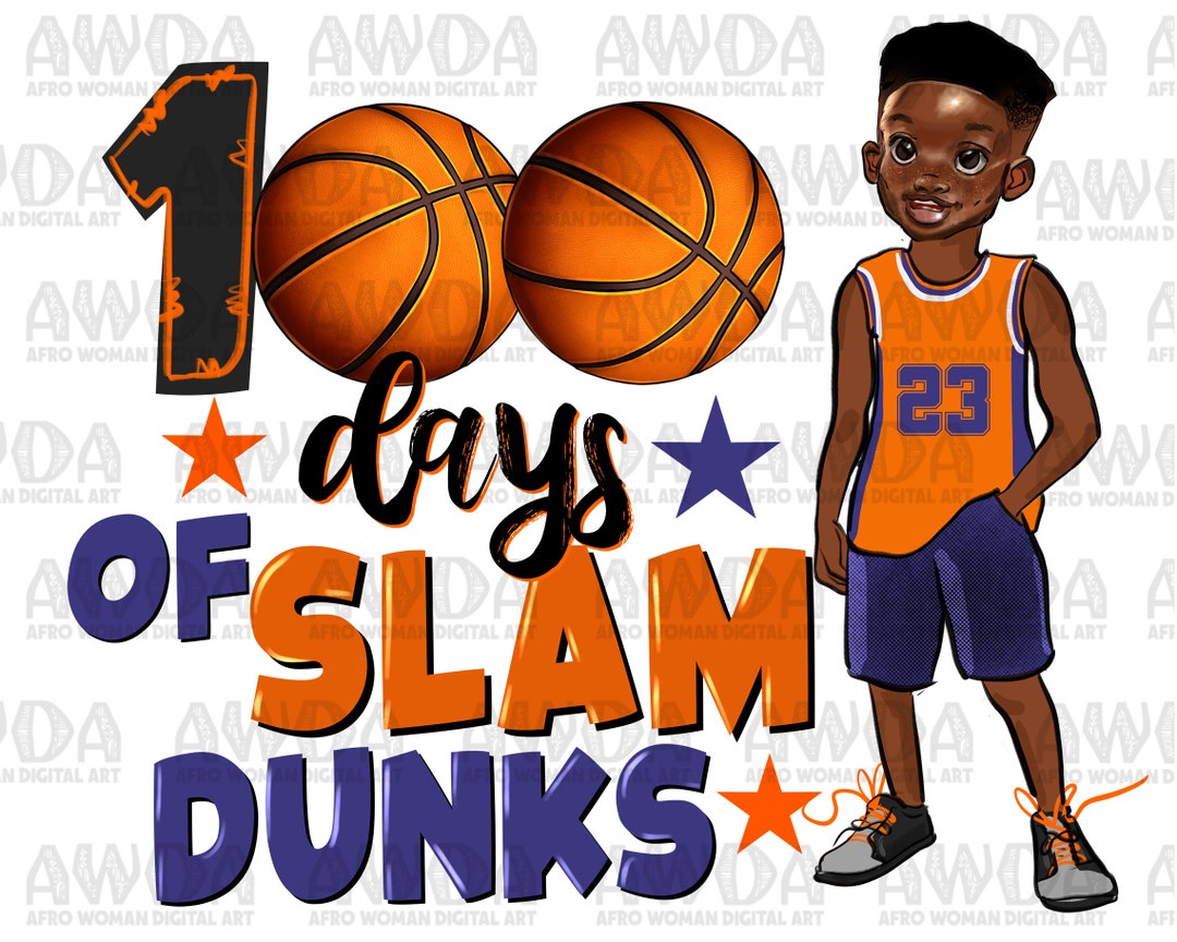 100 Days of Slam Dunk Black Boy Png Sublimation Design Download, Back ...