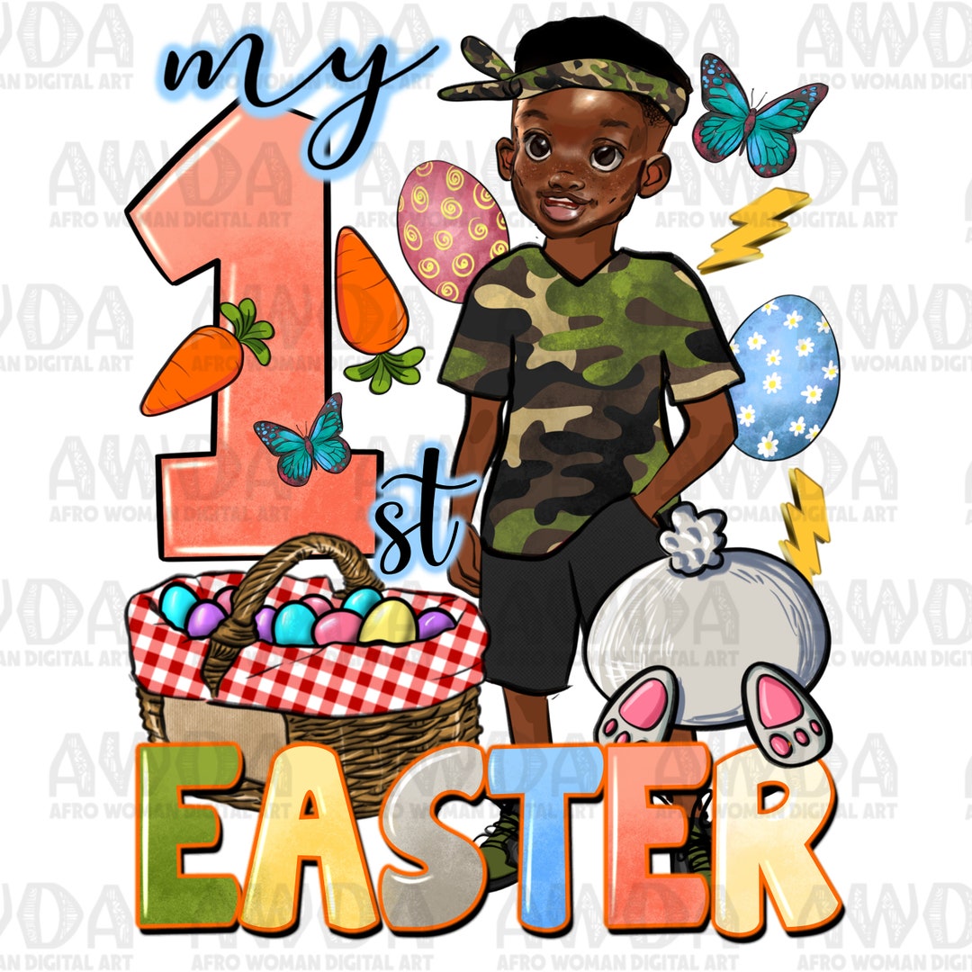 My First Easter Afro Black Boy Png Sublimation Design Download, Afro Boy Png, Easter Day Png ...