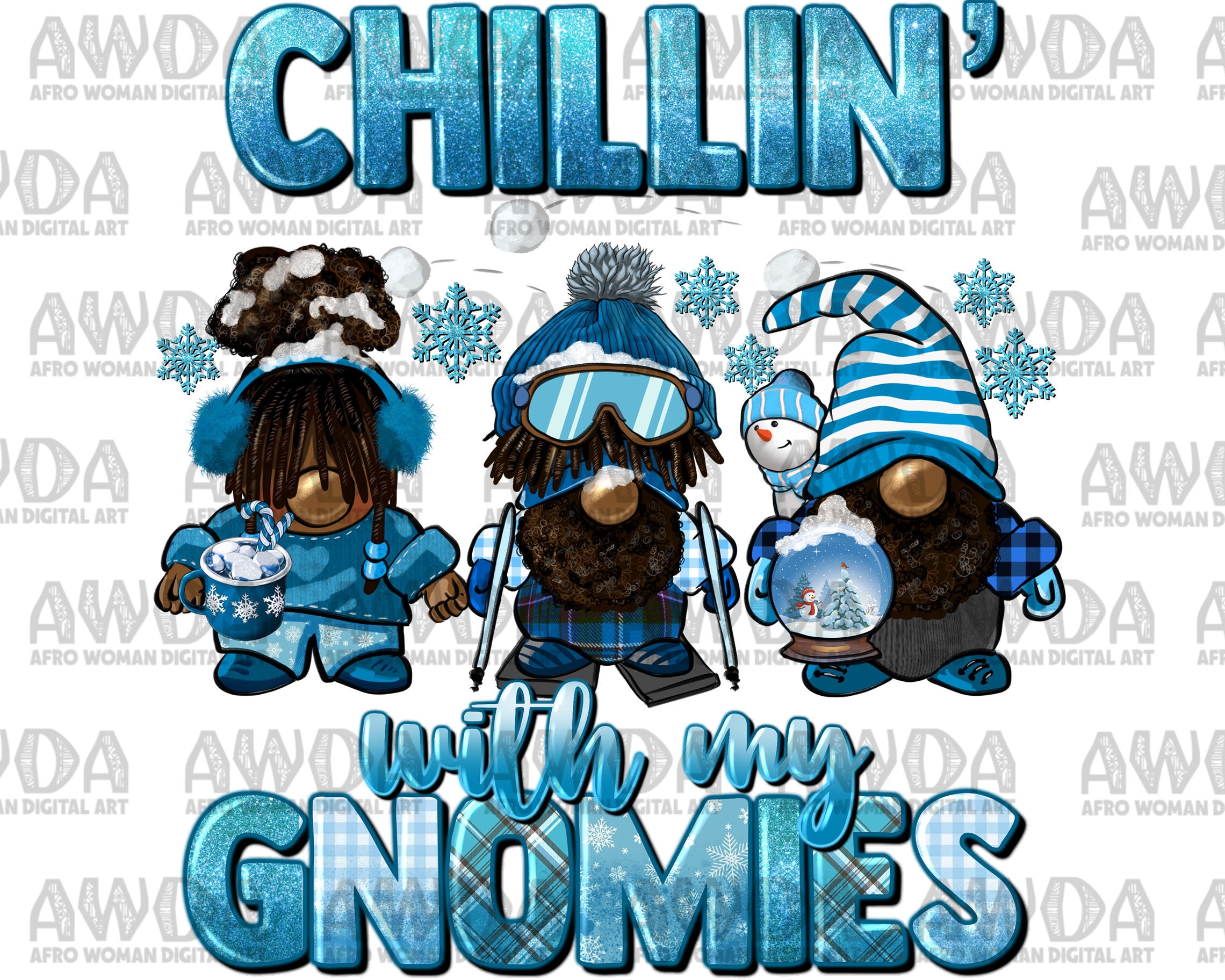 Chillin With My Gnomies Png Sublimation Design, Christmas Afro Gnomes ...