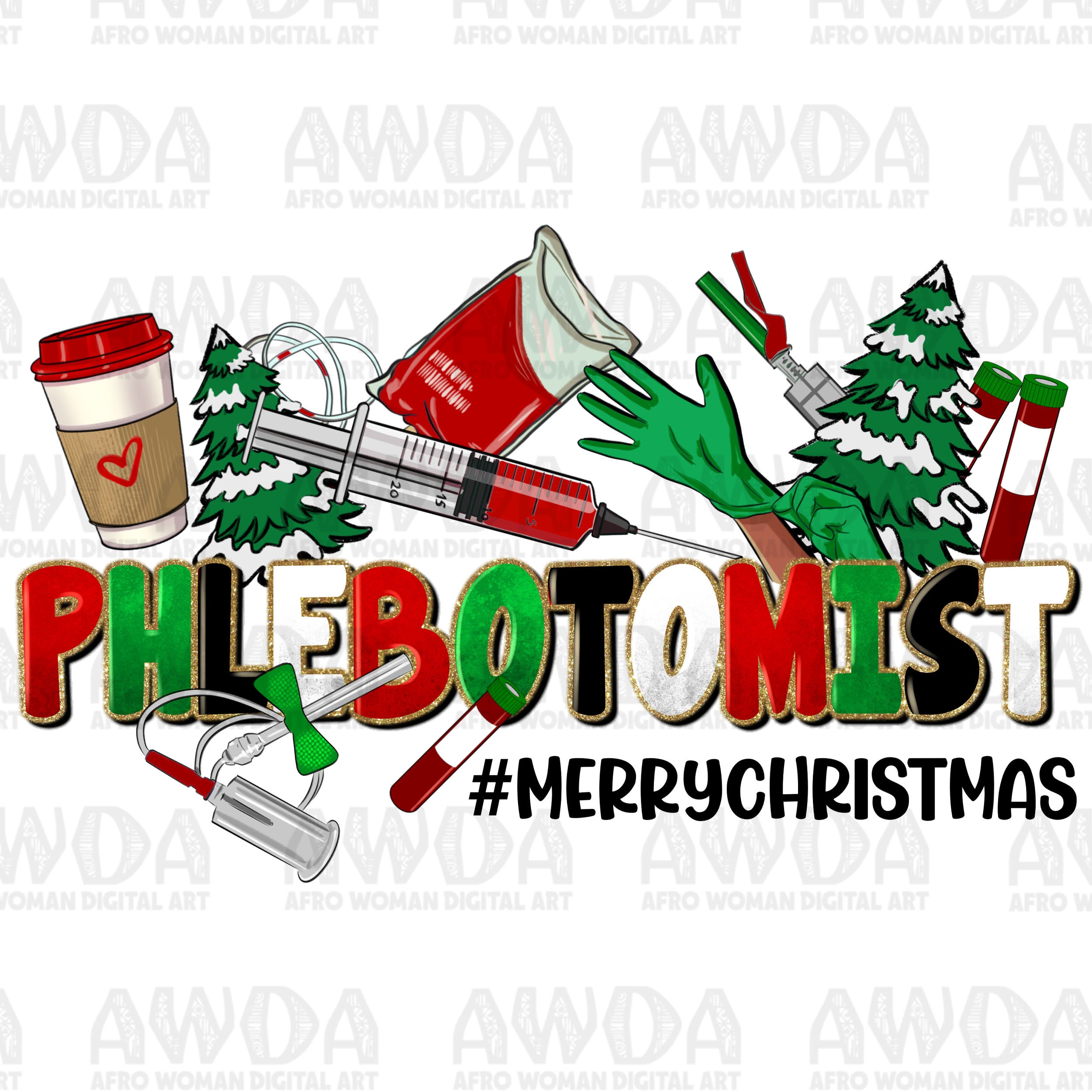 Merry Christmas Phlebotomist Png Sublimation Design Download ...