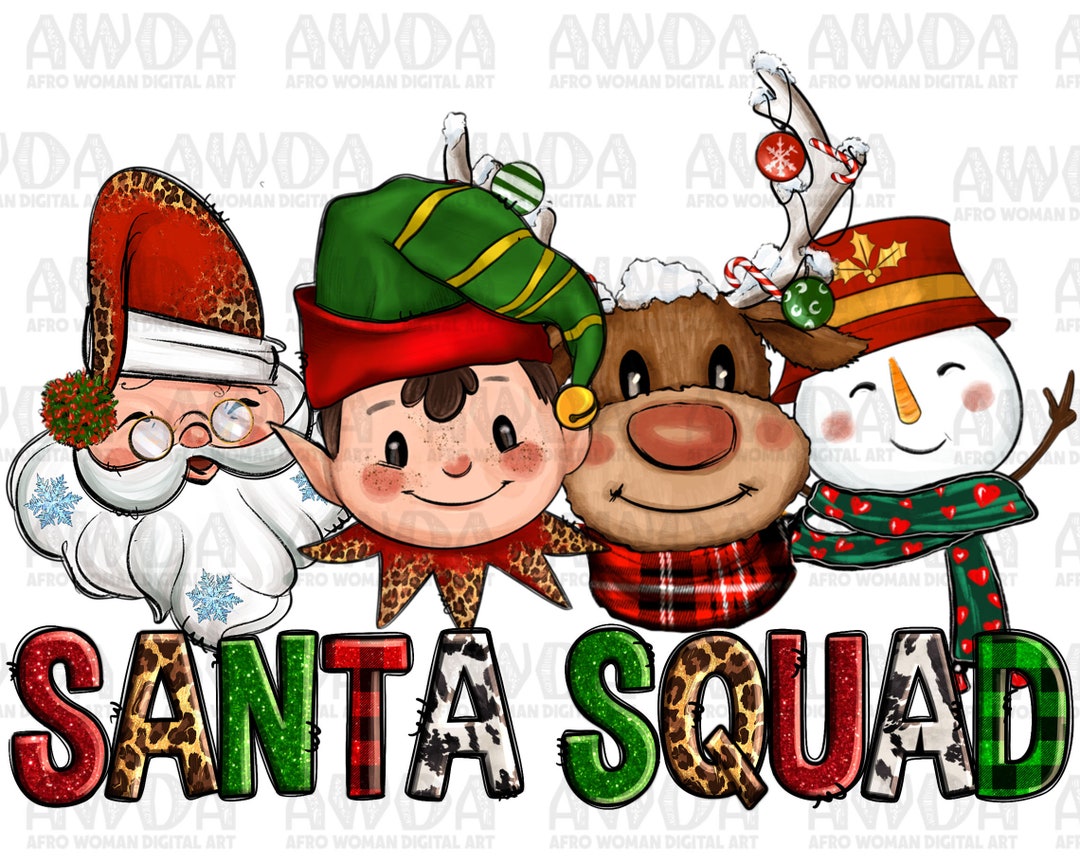 Christmas Santa Squad Png Sublimation Design,santa Png,christmas Elf Png,snowman Png ,merry ...