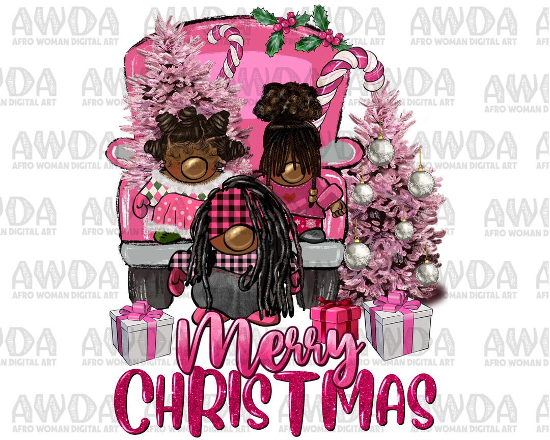 Pink Christmas Afro Gnomes Png Sublimation Design, Afro Gnome Png, Pink ...