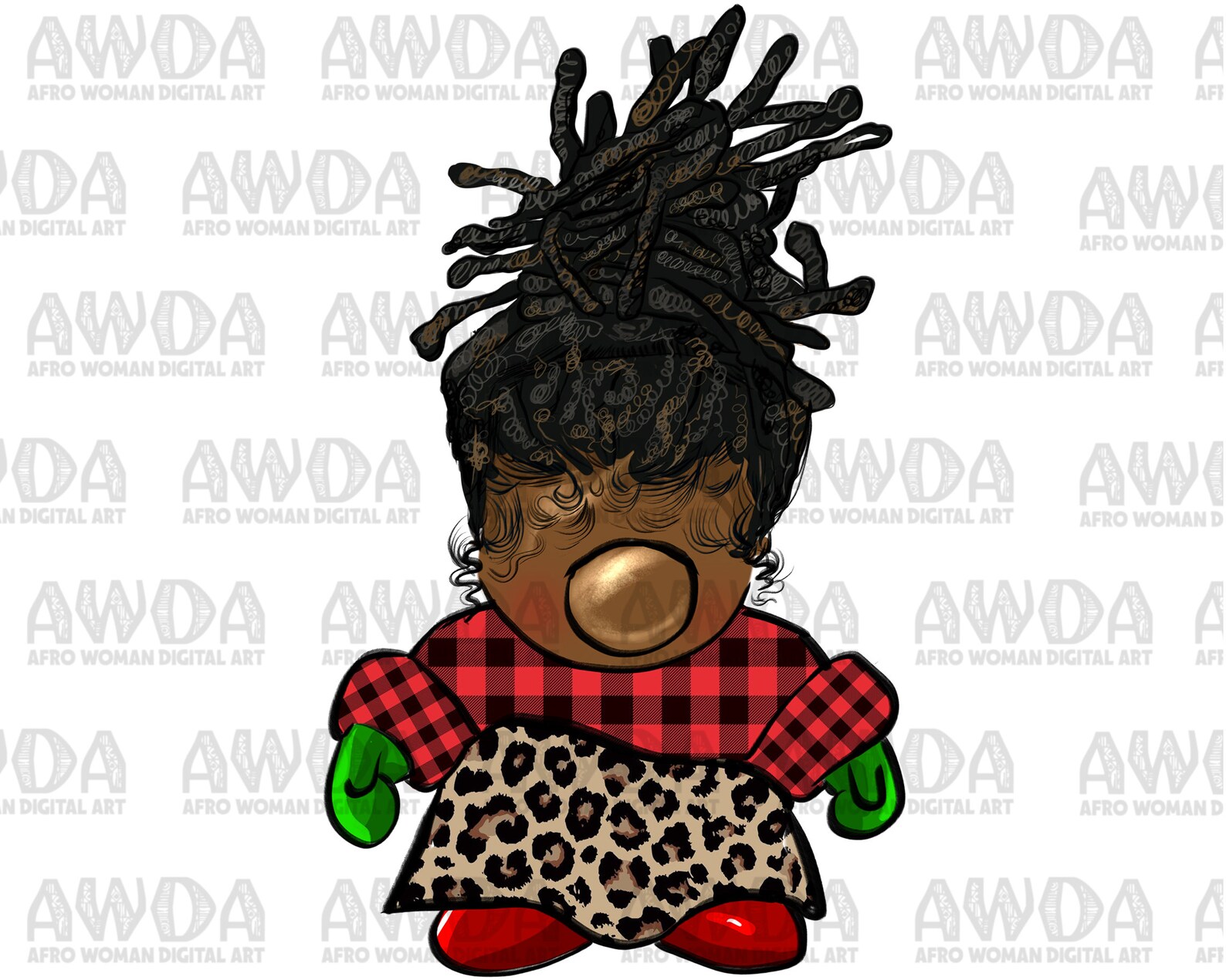 Afro Gnome With Locs Bun Png Sublimation Design, Afro Gnome Png, Gnome ...
