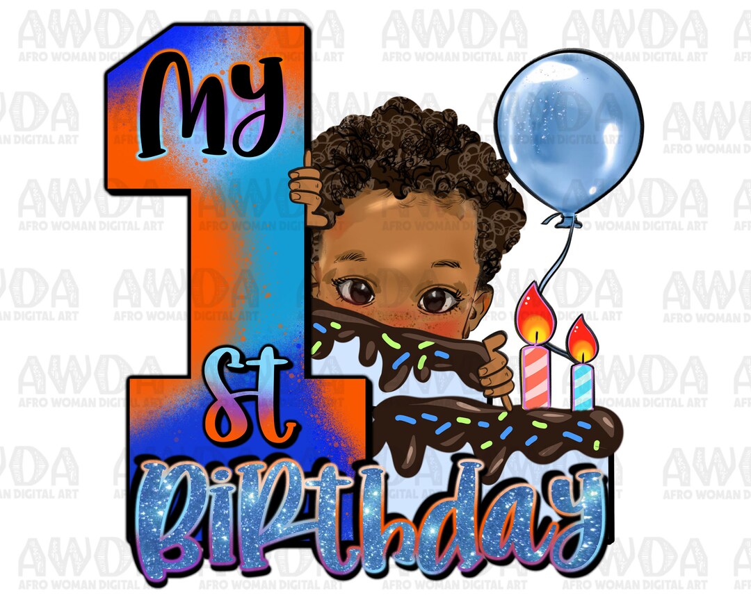 My First Birthday Afro Peekaboo Boy Png Sublimation Design Download ...