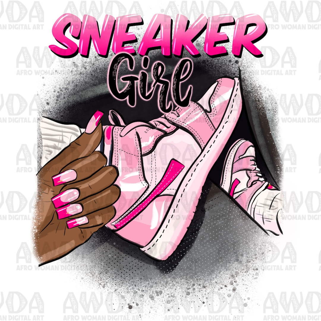 Sneaker Girl Pink Dunk Sneakers Png Sublimation Design Download, Black ...