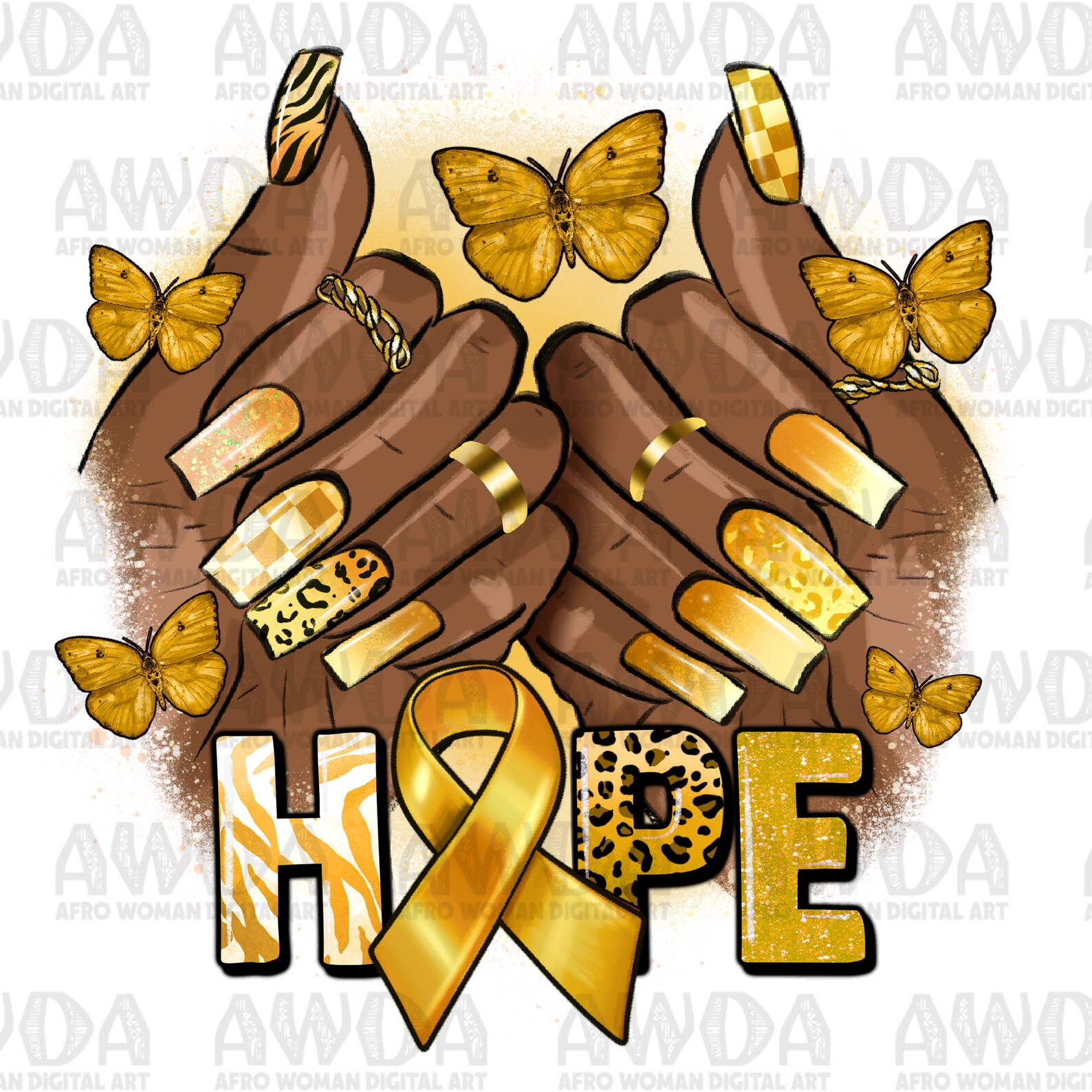 Hope Childhood Cancer Afro Nails Png Sublimation Design - Etsy