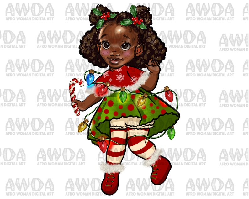 Christmas Afro Girl Png Sublimation Design, Black Girl Clipart, Black ...