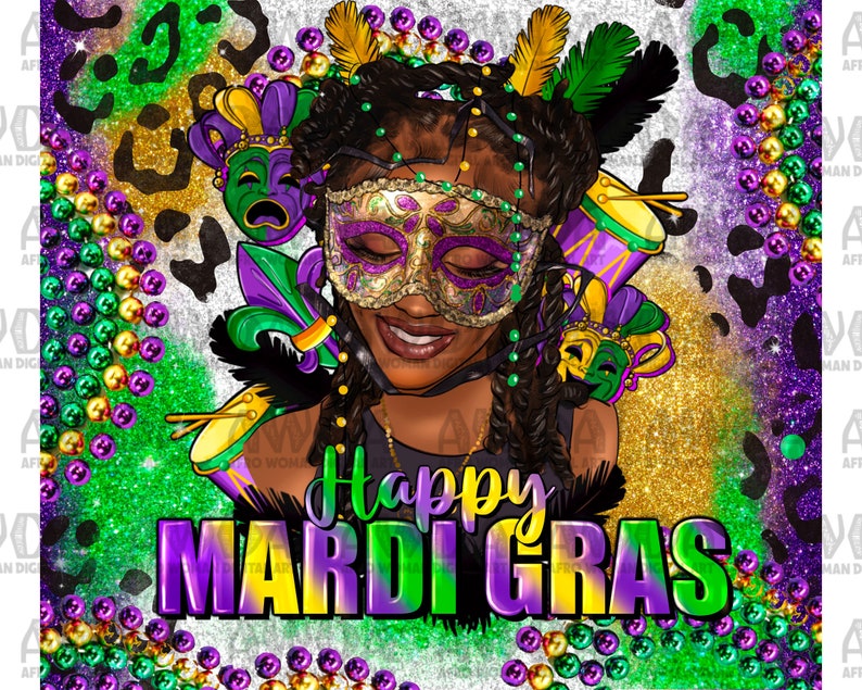 Happy Mardi Gras Black Woman 20oz Skinny Tumbler Png Mardi - Etsy