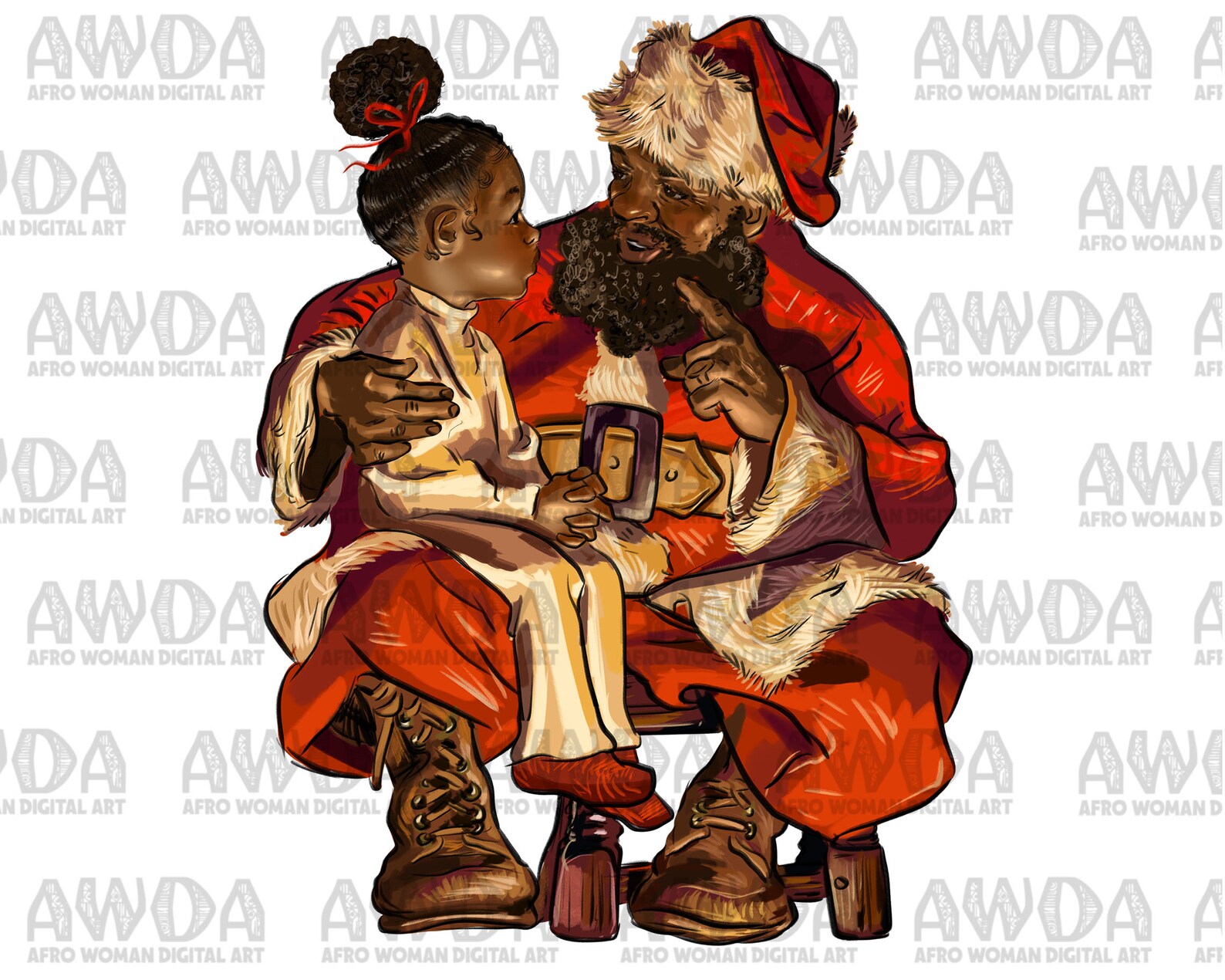 Afro Santa and Black Girl Png Sublimation Design Download - Etsy