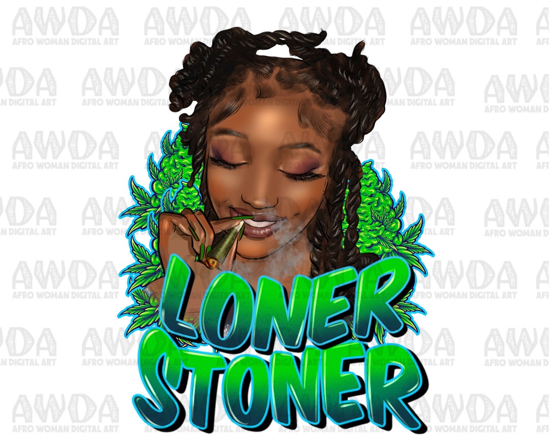 Loner Stoner Black Woman Png Sublimation Design Download, Twisted Braid ...