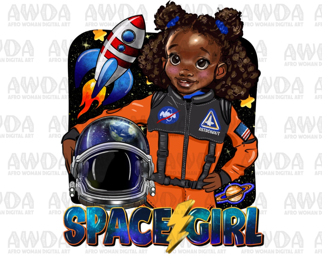 Space Black Girl Png Sublimation Design Download, Afro Girl Png, Afro ...