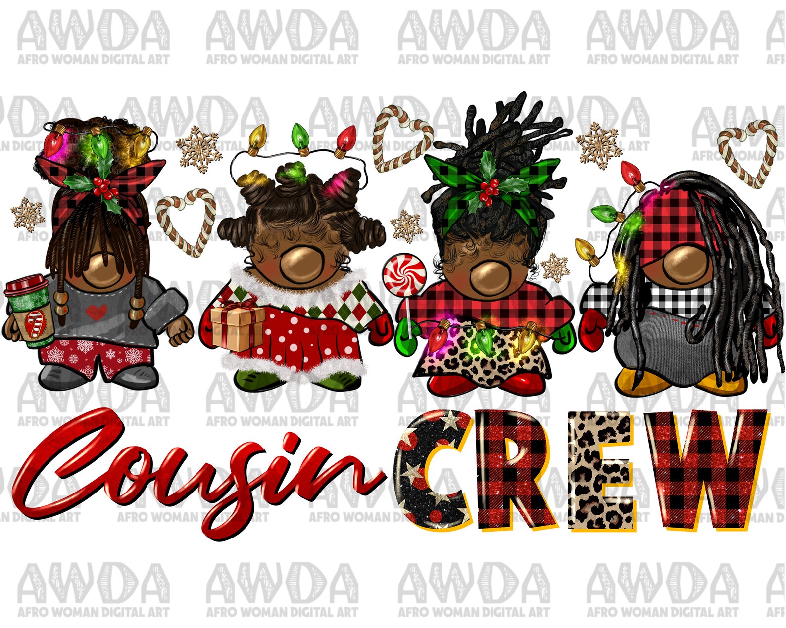 Cousin Crew Afro Gnomes Png Sublimation Design,christmas Afro Gnomes ...