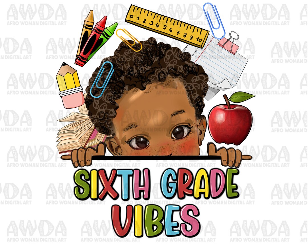 Sixth Grade Vibes Peekaboo Black Boy Png, Back to School Png, 6th Grade ...