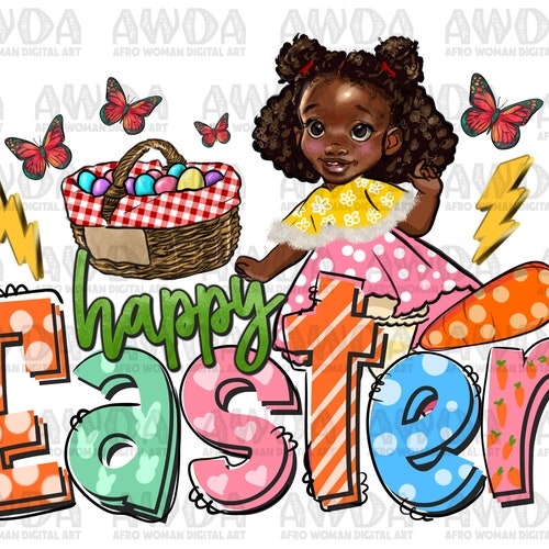 Happy Easter Black Girl Png Sublimation Design Download Afro - Etsy