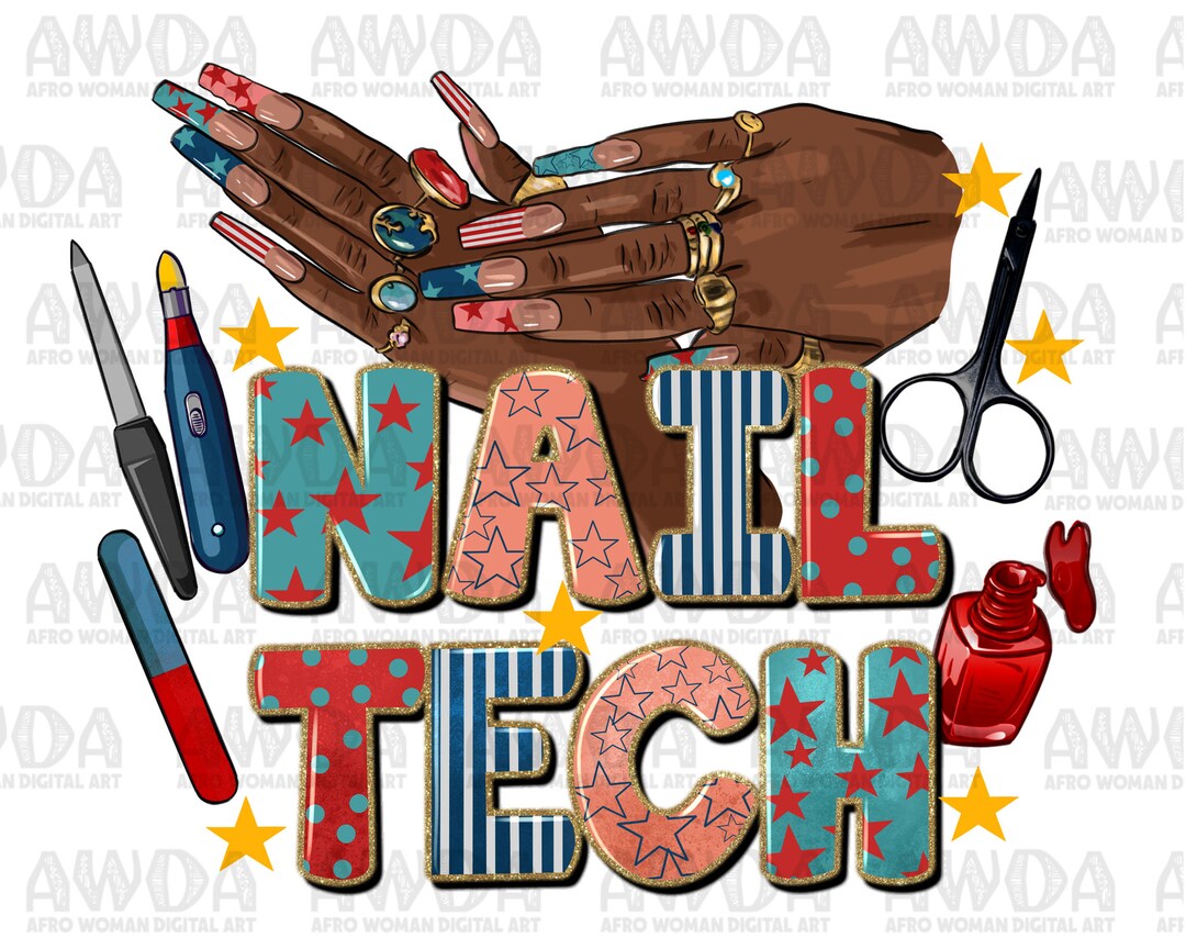 Black Nail Tech 4th of July Png Sublimation Design Download, Nail Boss ...