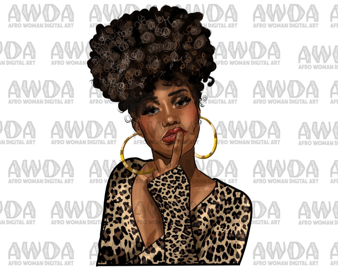 Leopard Afro Puff Bun Woman Png Sublimation Design Download, Afro Woman ...