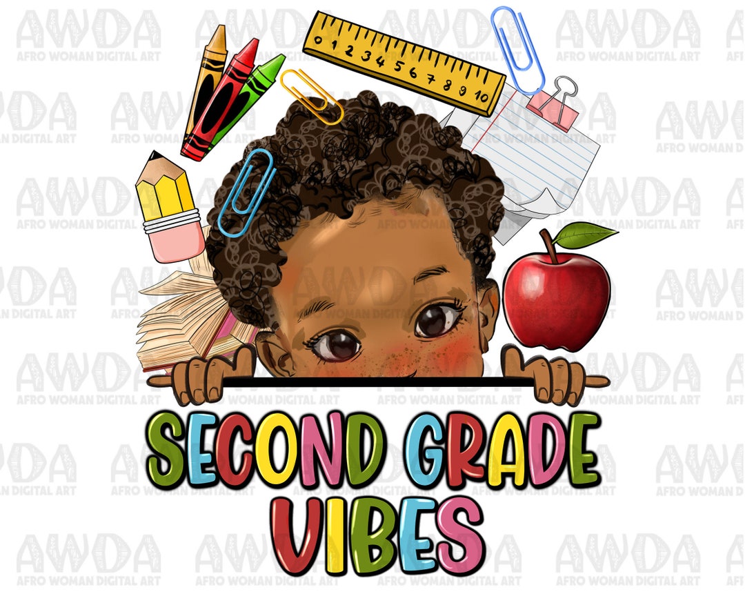 Second Grade Vibes Peekaboo Black Boy Png, Back to School Png, 2nd ...