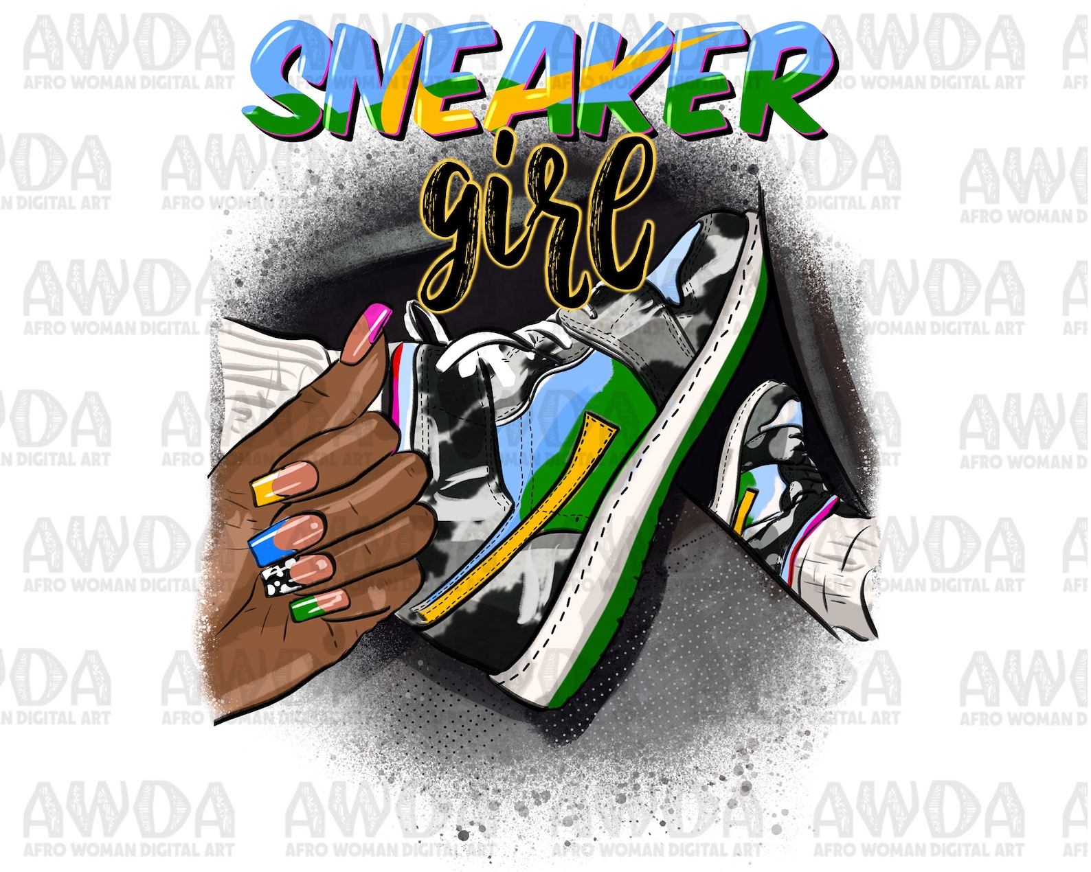 Sneaker Girl Png Sublimation Design Download, Black Woman Png, Sneaker ...