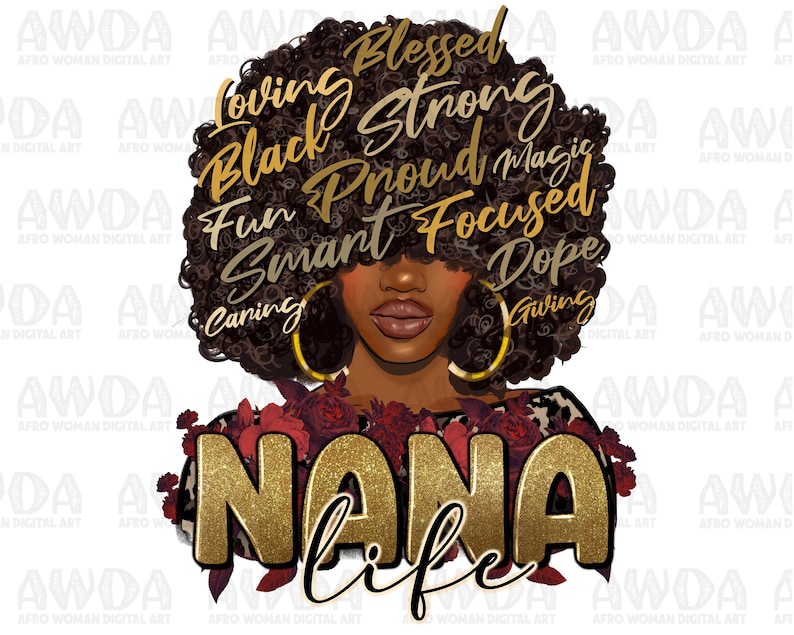 Afro Woman Nana Life Png Sublimation Design Download, Black Woman Png ...