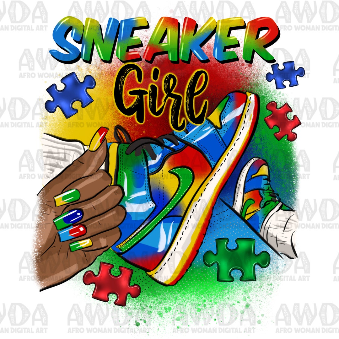 Sneaker Girl Autism Png Sublimation Design Downloadblack - Etsy