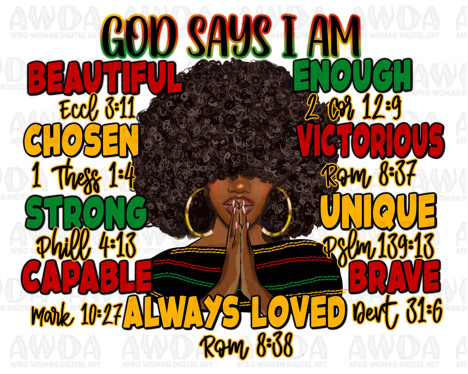 God Says I Am Afro Woman Png Sublimation Design Download, Christian Png ...