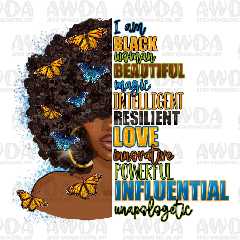 I Am Black Woman Png Sublimation Design Download, Afro Woman Quotes Png ...