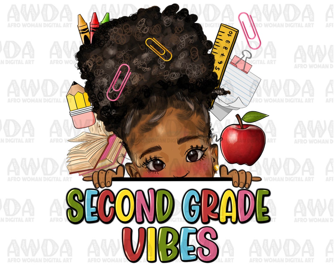Second Grade Vibes Peekaboo Black Girl Png, Back to School Png, 2nd ...